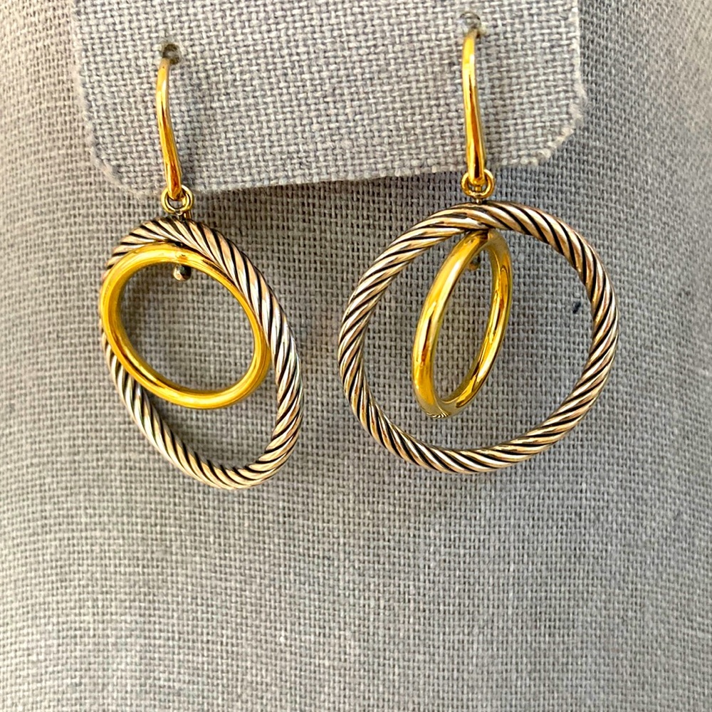 David Yurman Mobile .925/18k Gold Cable Earrings - Gem